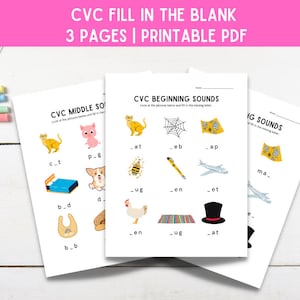 Kindergarten Curriculum - CVC Words - Fill in the Blank - Phonics ...