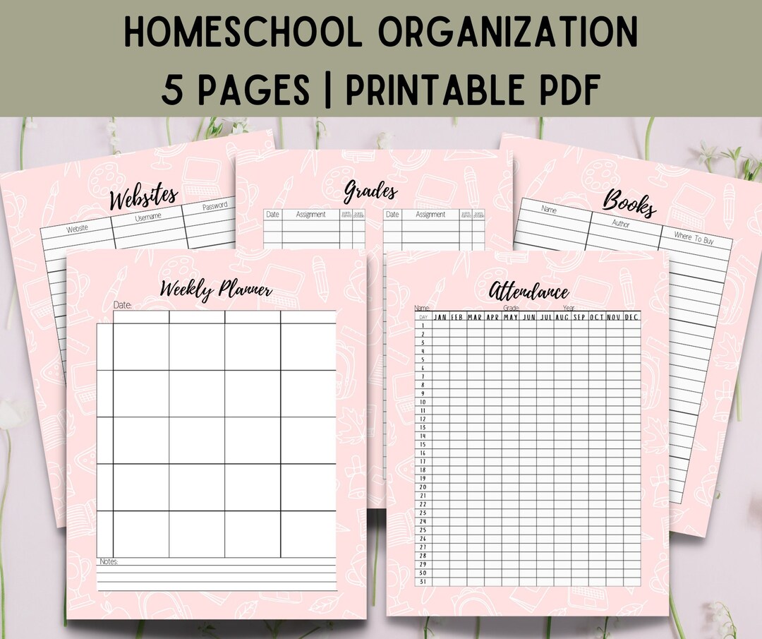 Homeschool Planner Printable: Weekly Lesson Plan, Attendance (5-page ...
