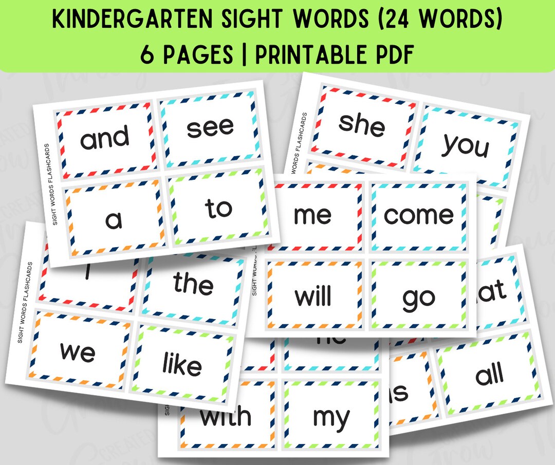 Kindergarten Sight Words Flashcards: Learn to Read (PDF) - Etsy