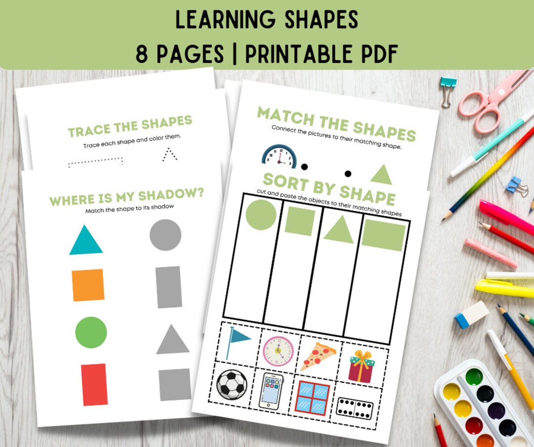 Preschool Shapes - Trace the Shapes- Pre-k Curriculum Worksheets ...