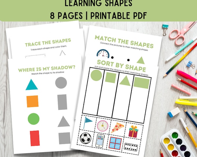 Preschool Shapes - Trace the Shapes- Pre-k Curriculum Worksheets ...