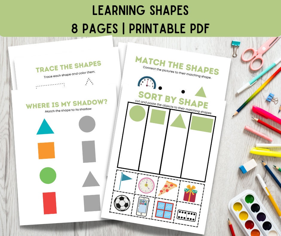 Preschool Shapes Trace the Shapes Pre-k Curriculum Worksheets Printable ...