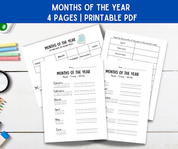 Cut And Paste Months Of The Year Worksheets