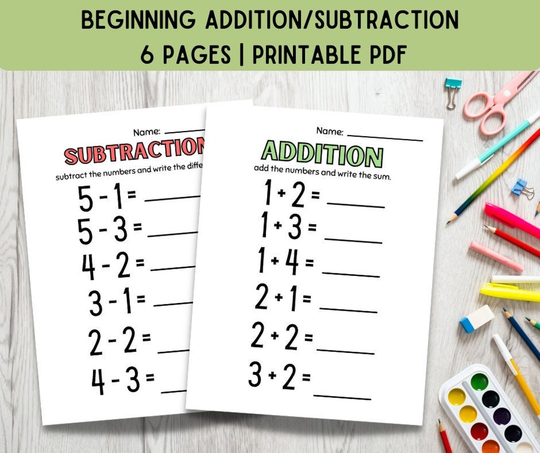 Addition & Subtraction Worksheets: Kindergarten/first Grade (PDF ...