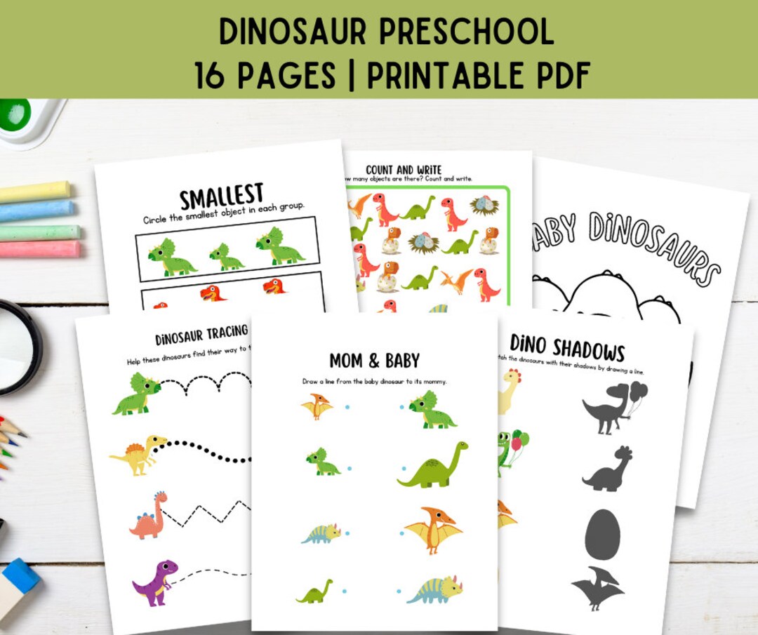 Dinosaur Preschool Worksheets: Printable Learning Activities (PDF) - Etsy
