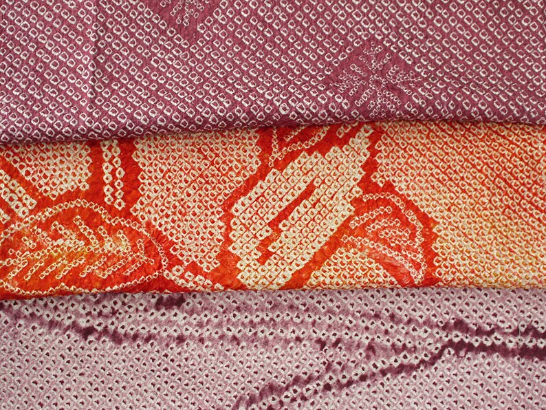 Conjunto de 3 telas de seda textil japonés de segunda mano | Etsy