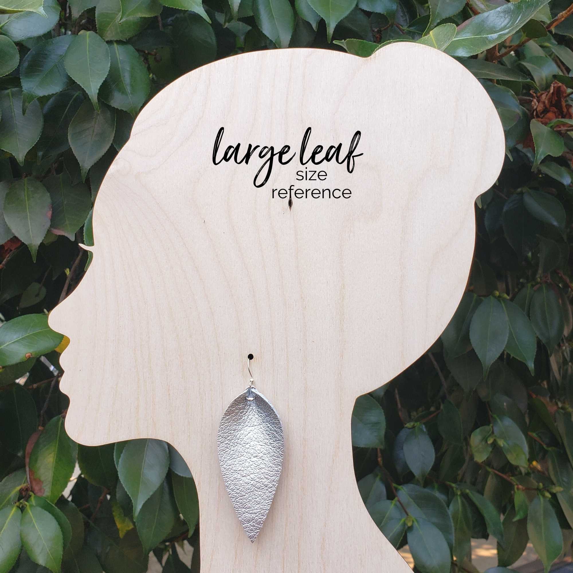 Leather Earrings | Large Leaf Earrings | Silver Earrings - Etsy