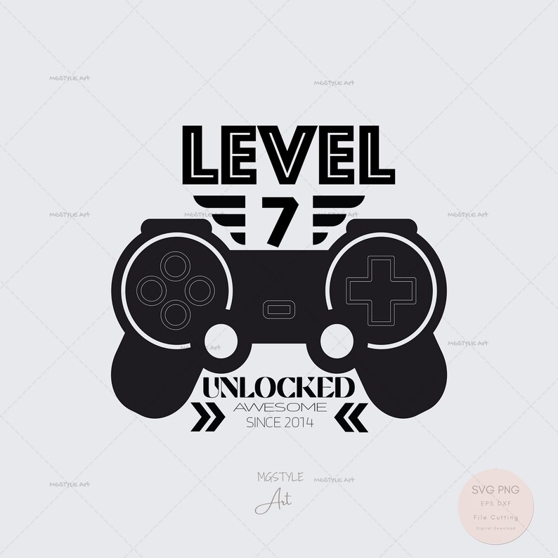 Level 7 Unlocked Svg, 7th Birthday Boy Gamer, Gamer 7 Years Old Video ...