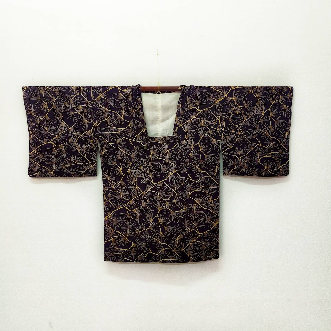Vintage Kimono Haori Michiyuki Pattern/ Crepe Fabric/ Short Kimono ...