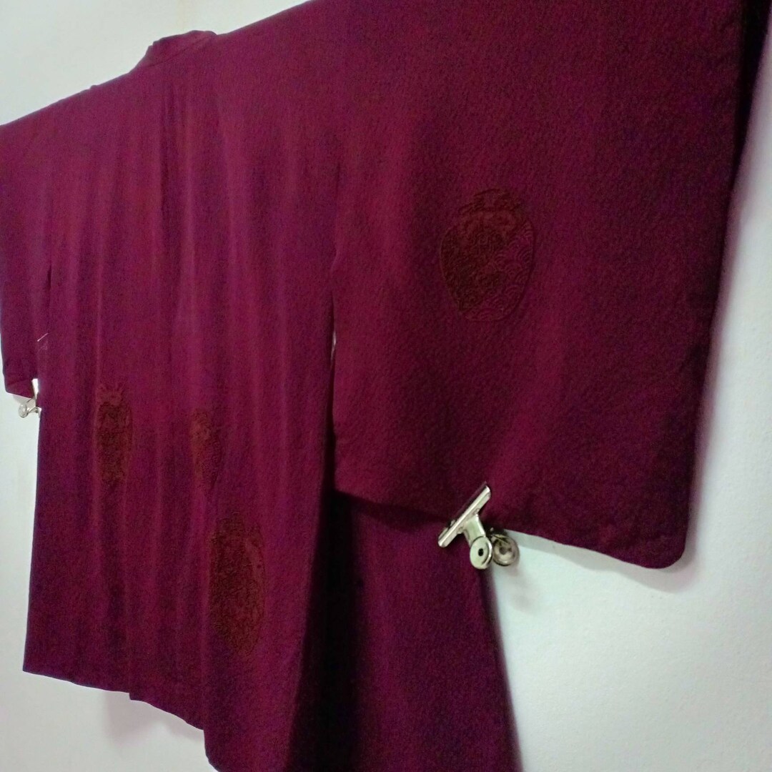 Vintage Kimono Haori Michiyuki Embroidered Pattern/ Crepe Fabric/ Short ...