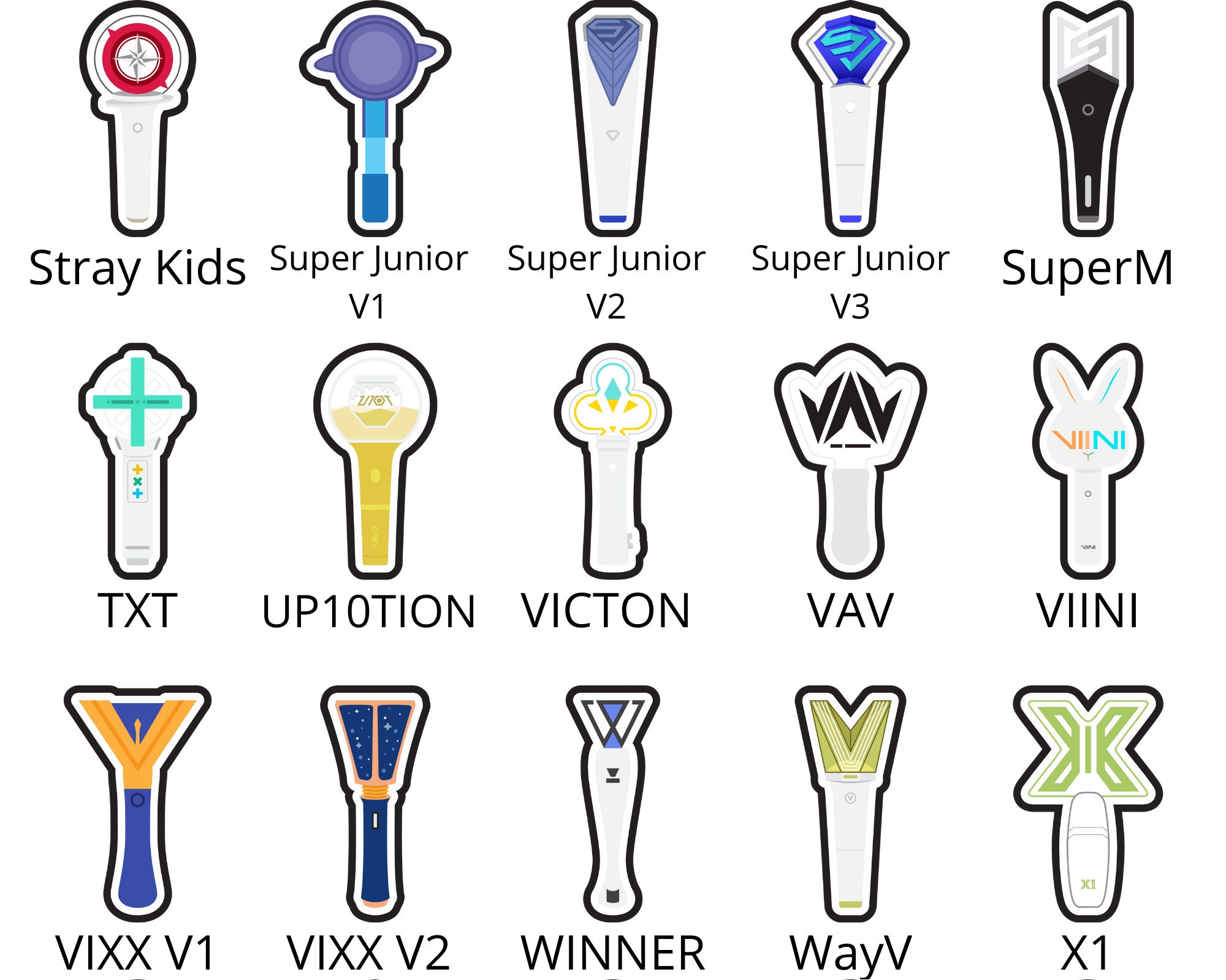 Boy Groups K-Pop Lightstick Stickers Ateez Got7 Stray | Etsy