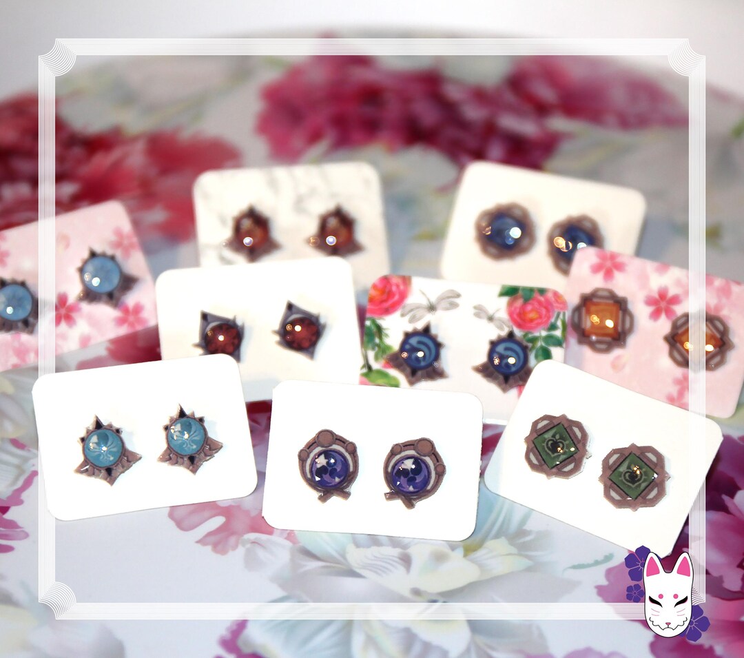 Genshin • Shrinky Dink Vision • Stud Earrings - Etsy