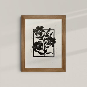 Lilies Linocut Print, 9x12 - Etsy