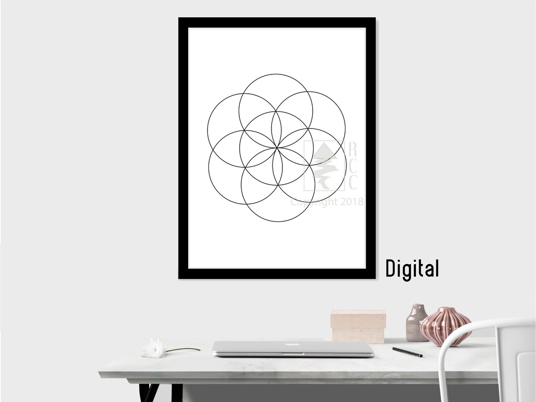 Sacred Geometry Art Print Seed of Life Printable Wall Art in - Etsy