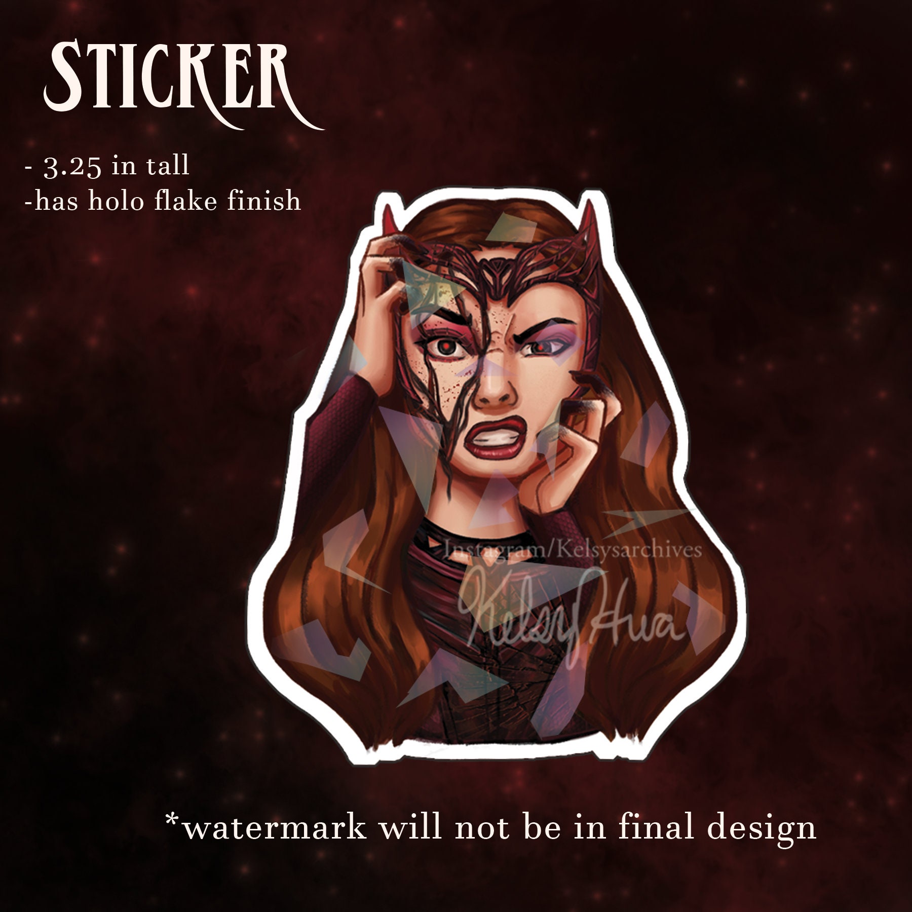 Scarlet Witch Wanda Maximoff Sticker Elizabeth Olsen Wandavision Marvel ...