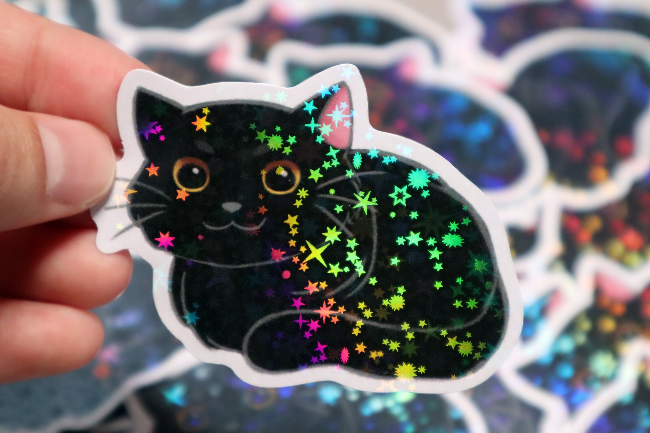 Black Cat Sticker Cute Kitty Kitten Neko Pet Animal Adorable Chibi ...