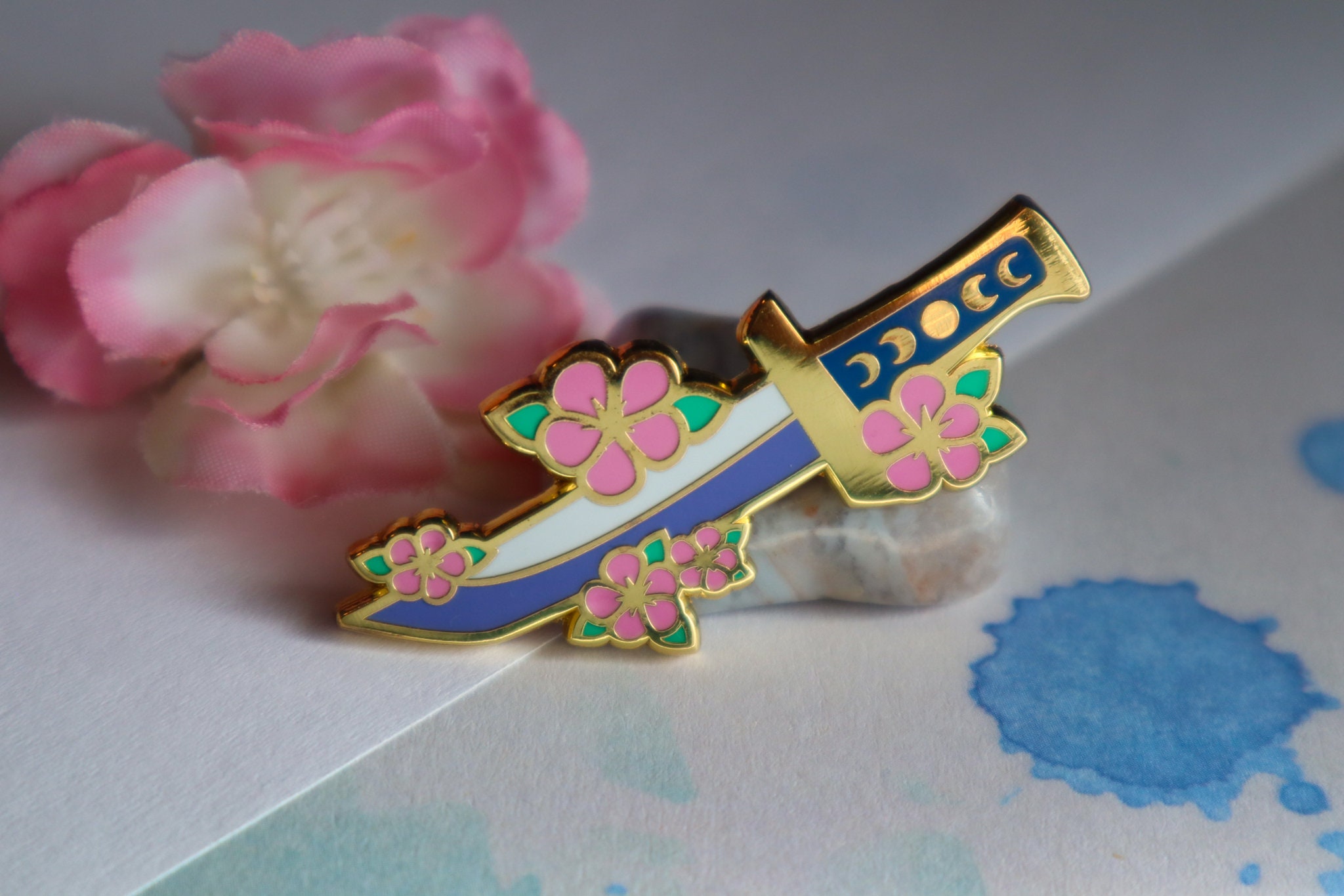 Sakura Sword Katana Enamel Pin, Dagger Enamel Pin Brooch, Anime ...