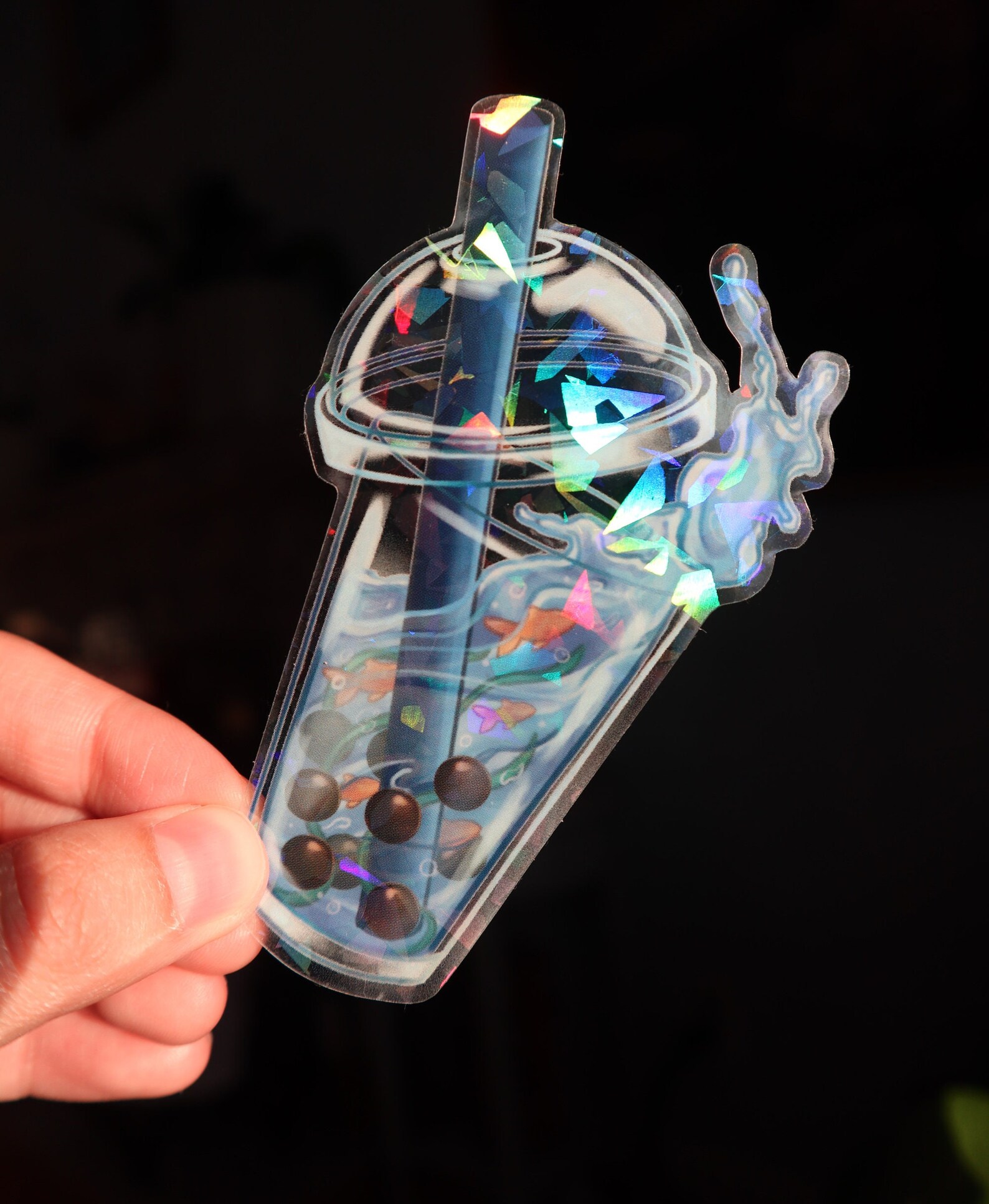 Boba Bubble Milk Tea Stickers Set Elemental Holographic Clear Stickers ...