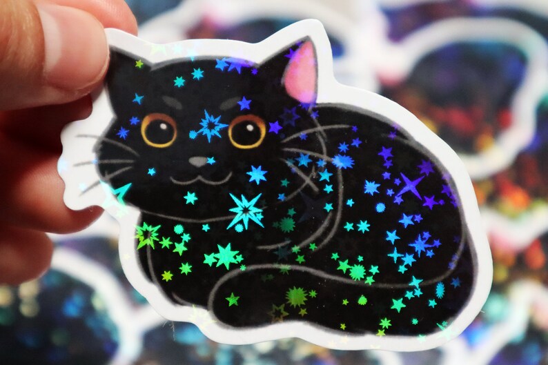 Black Cat Sticker Cute Kitty Kitten Neko Pet Animal Adorable Chibi ...