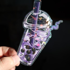 Boba Bubble Milk Tea Stickers Set Elemental Holographic Clear Stickers ...