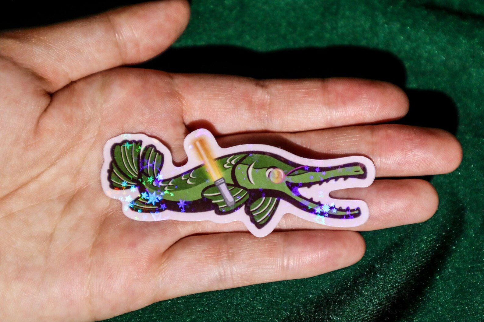 Green Fish Sticker Fishing Alligator Gar Ocean Sea Lake River Aquarium ...