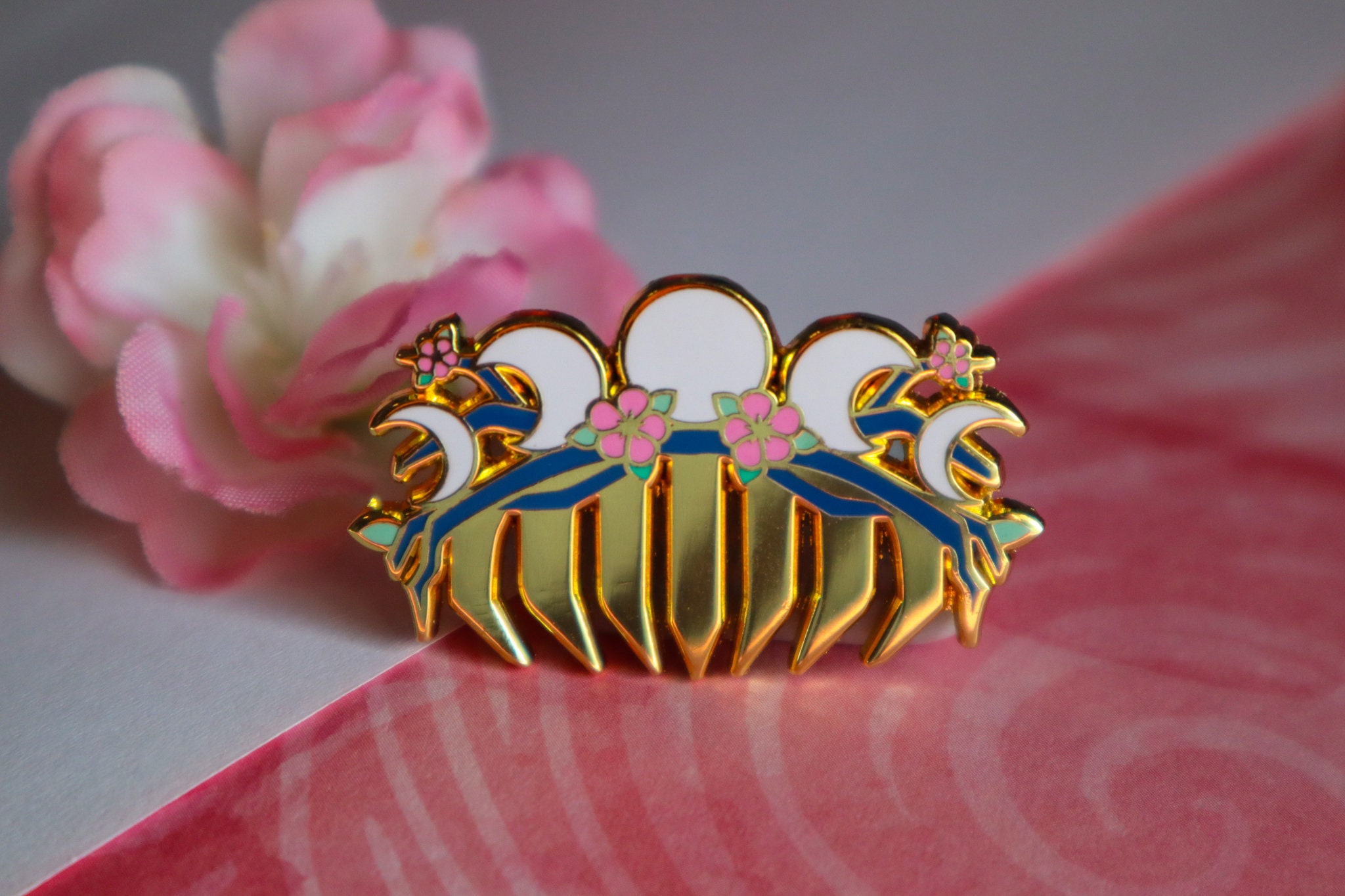 Sakura Lunar Cute Kawaii Asian Gold Enamel Pins Set Bundle Aesthetic ...