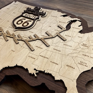 Route 66 Sign - Wood Map of Route 66 - Route 66 Gift "the Mother Road ...