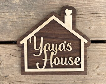 Yaya Mothers Day Gift Yaya Sign Gift for Yaya Rustic Sign for Grandma ...
