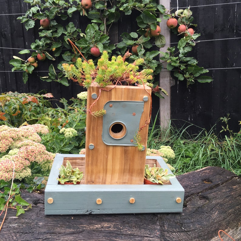 Upcycled Bird House With Planters - Etsy UK