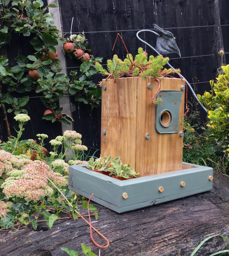 Upcycled Bird House With Planters - Etsy UK