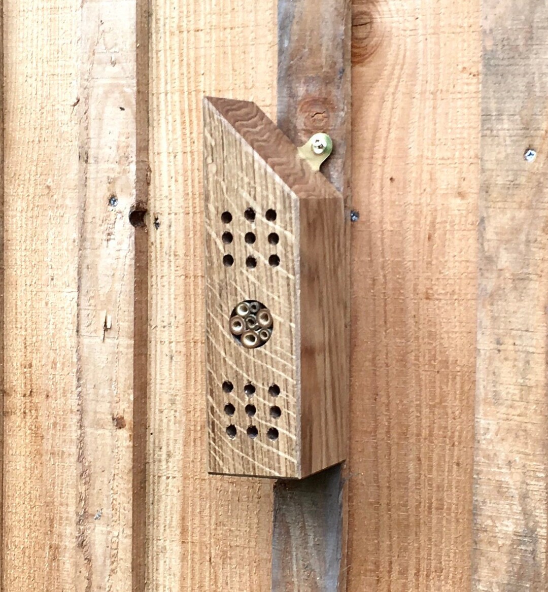Bee Hotel, Bee House, Bug Home Handcrafted From Reclaimed Oak - Etsy