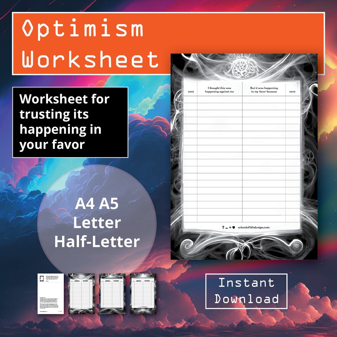 Trust Exercise Optimism Therapy Printable Interactive Worksheet Journal ...