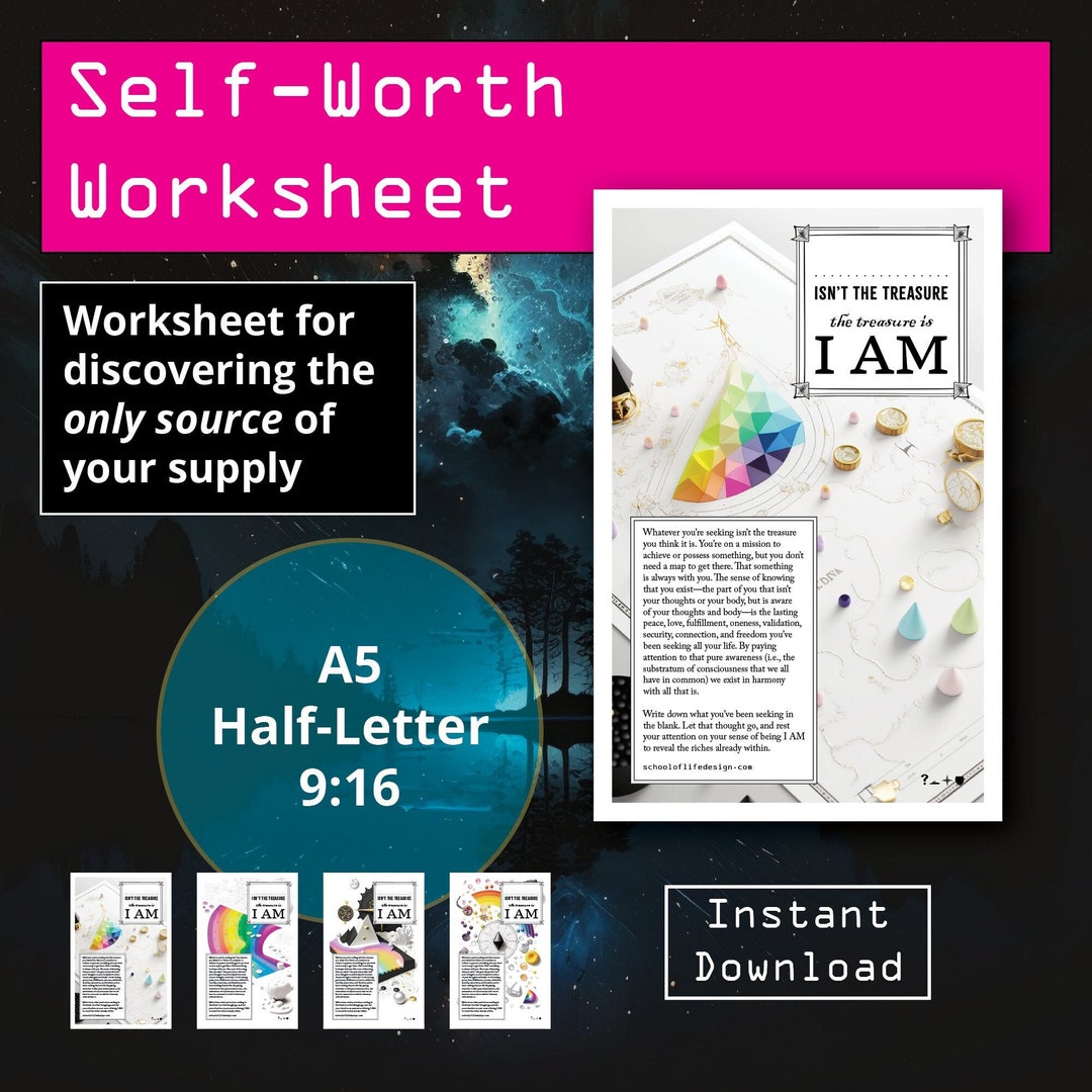 The Treasure is I AM Self Worth Confidence Therapy Printable Worksheet ...