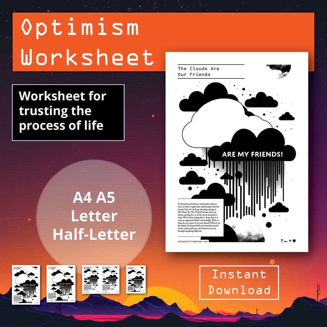 The Clouds Are Our Friends Optimism Therapy Printable Worksheet Journal ...