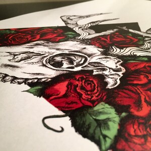 Deer Skull in Roses Art Print - Etsy