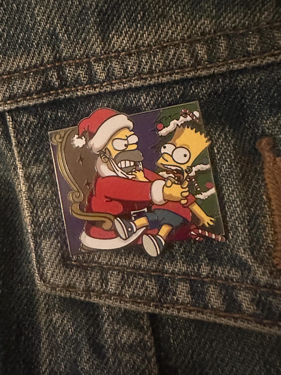 The Simpsons Christmas Inspired Homer Santa Choking Bart Enamel Pin - Etsy