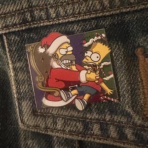 The Simpsons Christmas Inspired Homer Santa Choking Bart Enamel Pin - Etsy