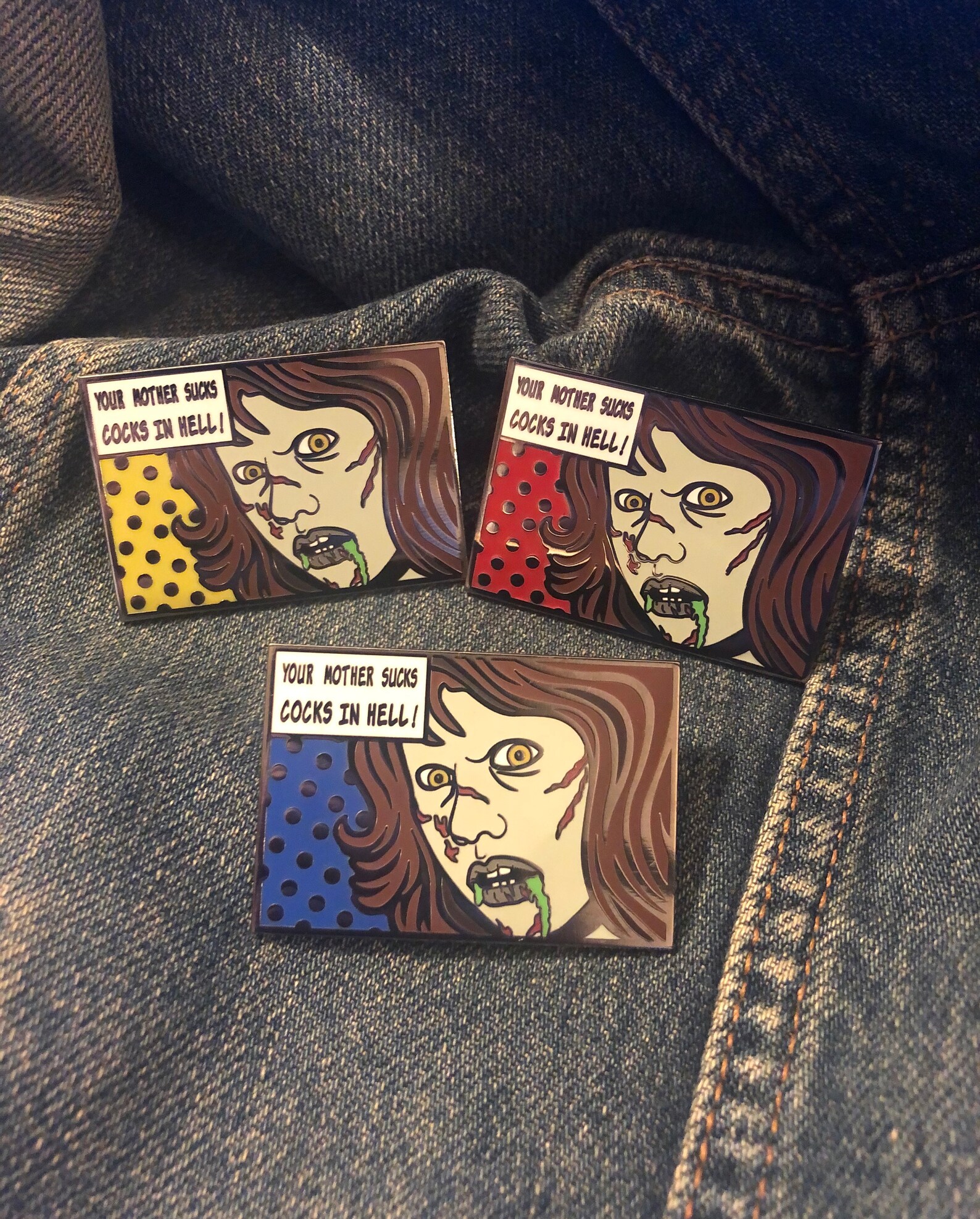 Regan Macneil Comic Strip Pin W/ Blue Background | Etsy