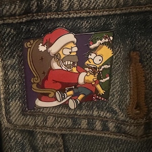 The Simpsons Christmas Inspired Homer Santa Choking Bart Enamel Pin - Etsy
