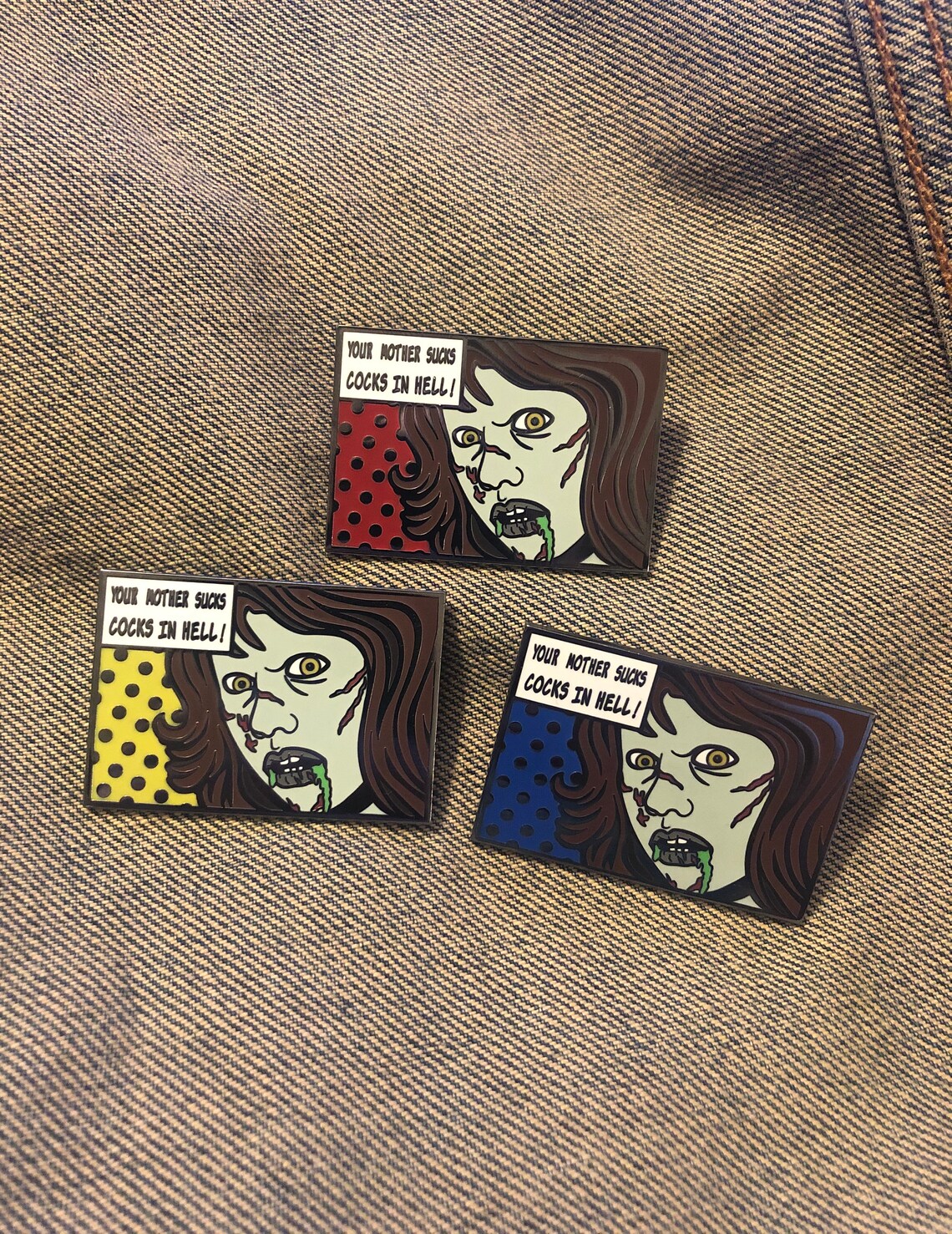 Regan Macneil Comic Strip Pin W/ Blue Background | Etsy