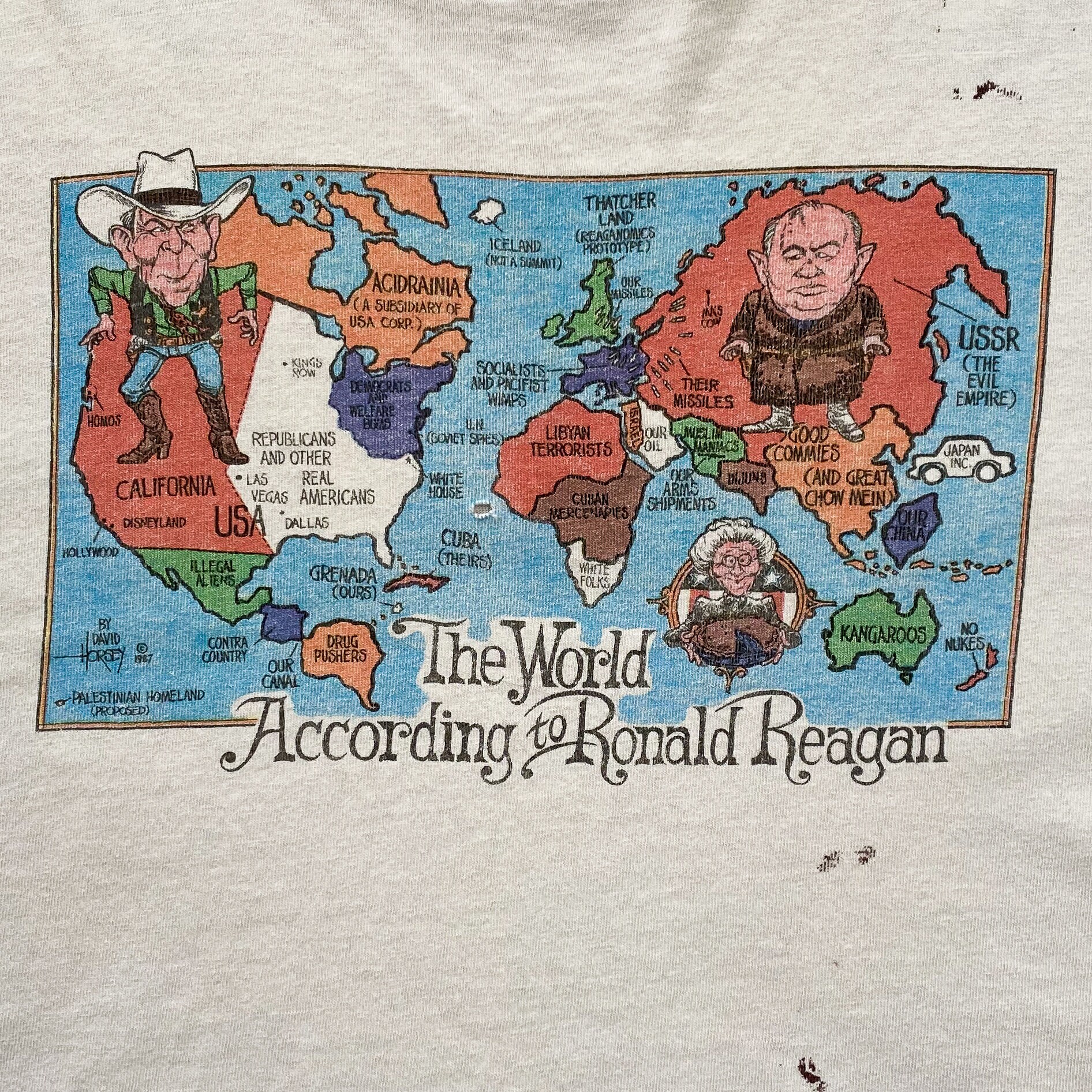 80s the World According to Ronald Reagan Novelty Map T-shirt. - Etsy