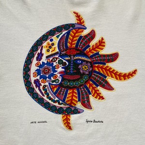 90s Huichol Art Sun & Moon Folk Art T-shirt. Vintage 1990s Mexican Folk ...