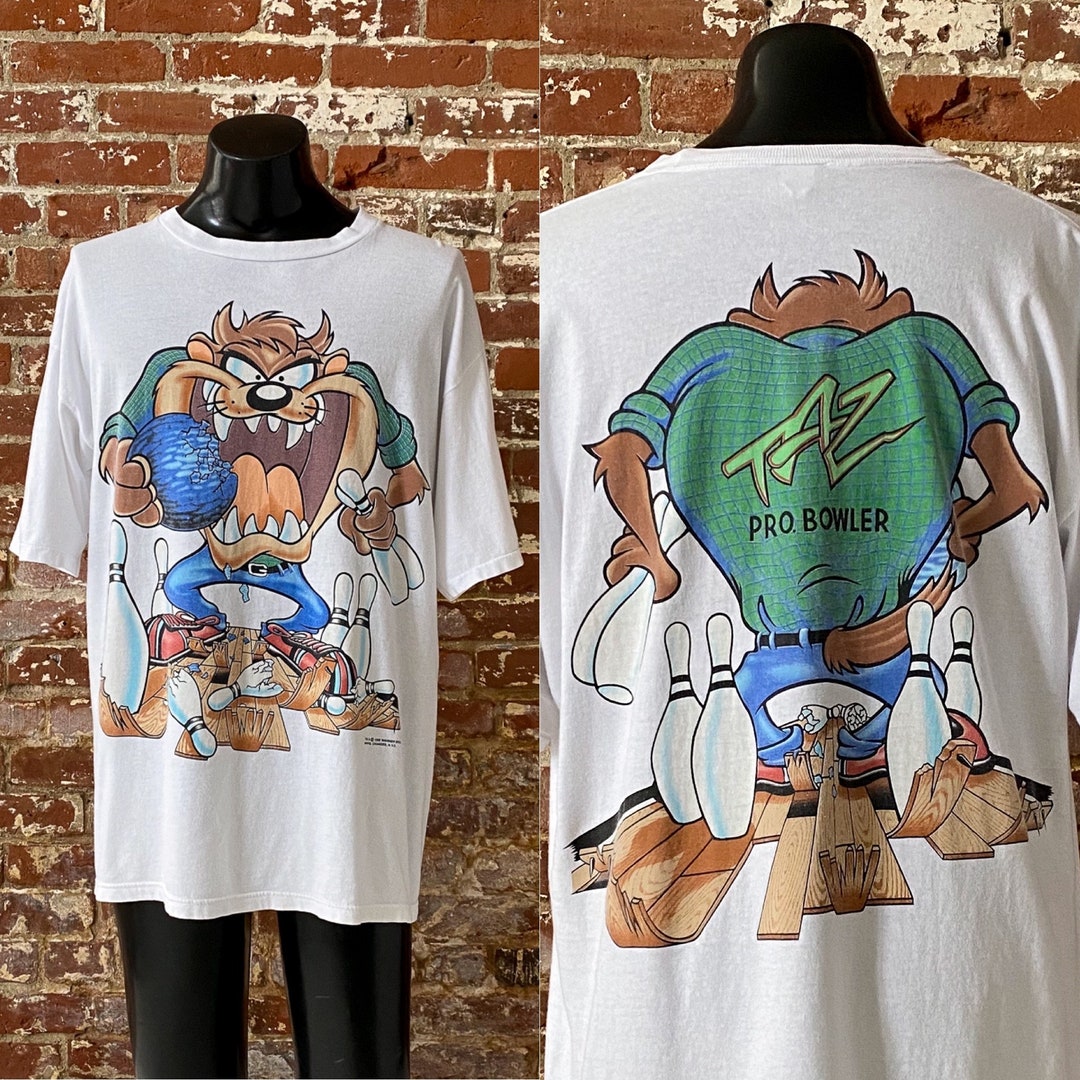 1995 Looney Tunes Taz Pro. Bowler Graphic T-shirt 90s Warner Bros ...