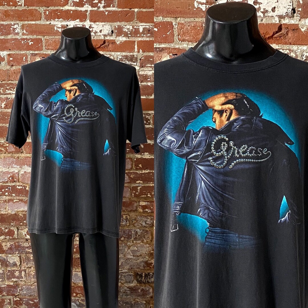 90s Grease Promo T-shirt. Vintage 1990s Leather Jacket Grease Musical ...