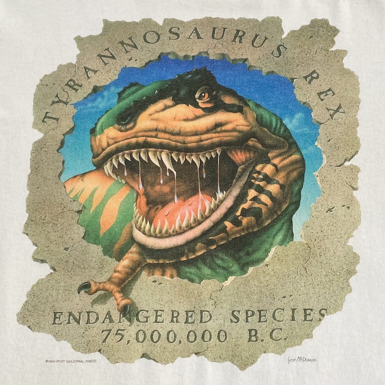 90s Tyrannosaurus Rex Endangered Species 75,000,000 B.C. T-shirt ...