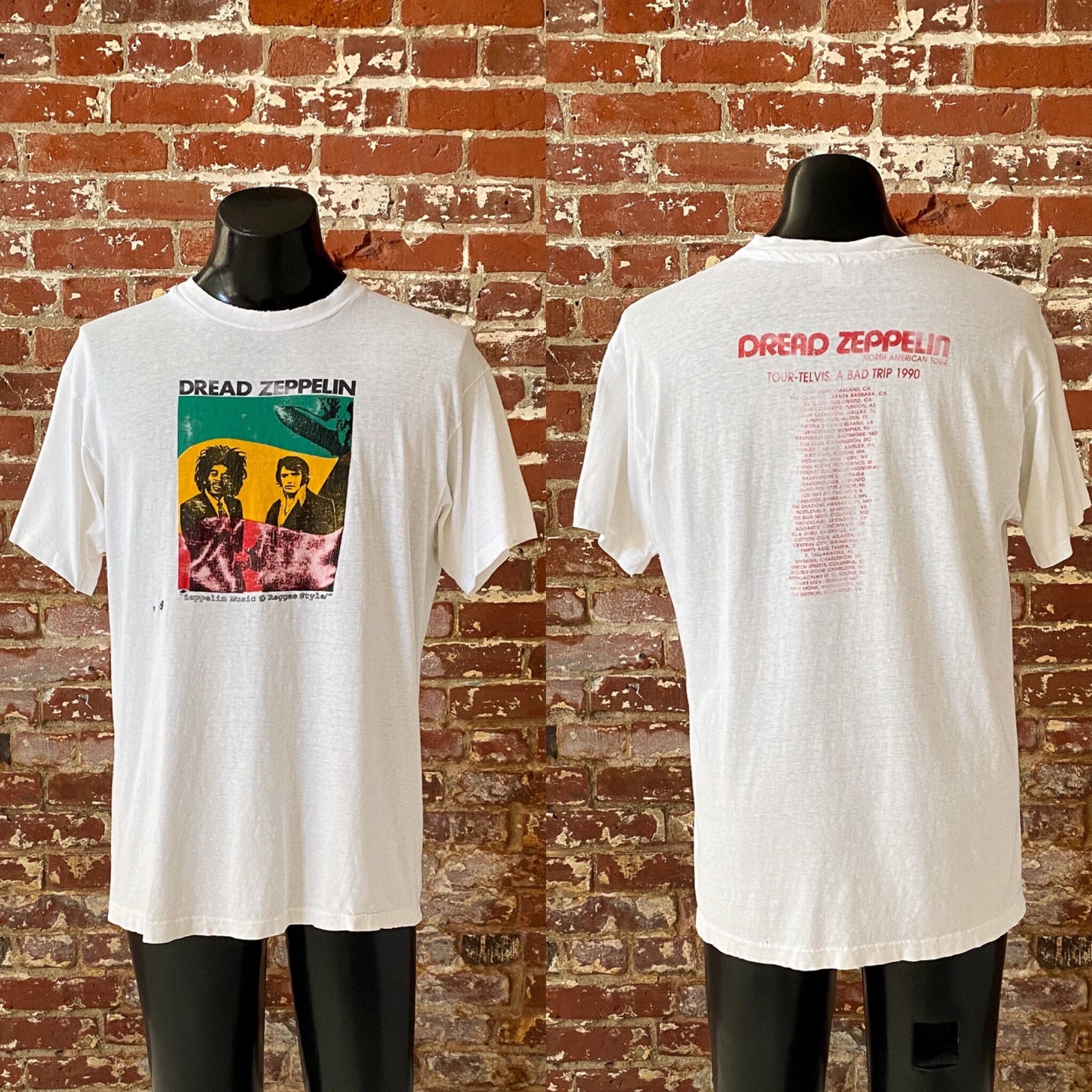 90s Dread Zeppelin Tour T-shirt. Dread Zeppelin Tour-telvis 90s Dread Zeppelin Tour T-shirt. Dread Zeppelin Tour-telvis