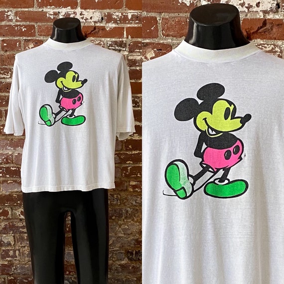 80s Neon Bootleg Mickey Mouse T-Shirt. Vintage 1980s … - Gem