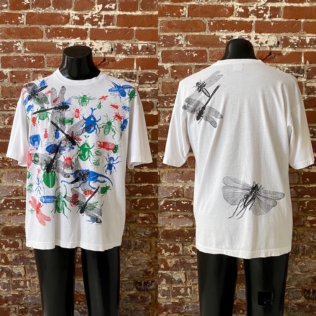 80s Insect Illustration AOP T-shirt. Vintage Gear 1989 All Over Print ...
