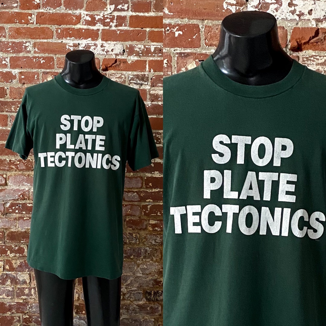 90s Stop Plate Tectonics Dark Green Graphic T-shirt. Vintage 1990s Stop ...