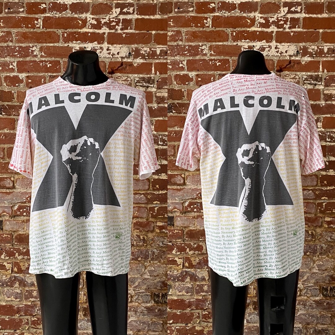 90s Malcolm X by Any Means Necessary All Over Print T-shirt. Vintage ...
